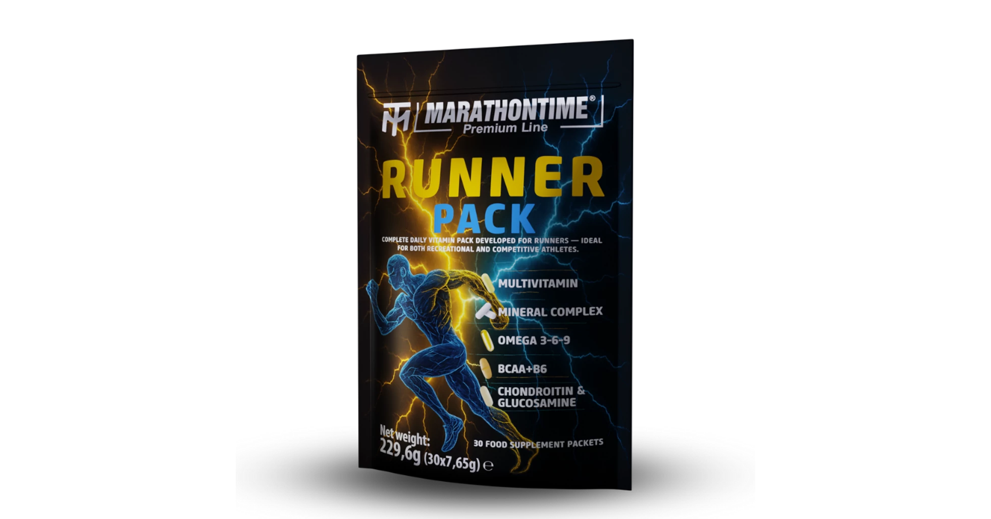 Runner Pack- 30 sachets Complex vitamin package for runners in Doypack ...